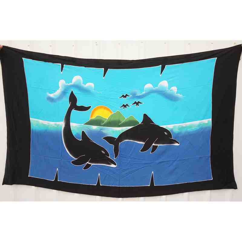 KL92 Dolphin Batik Hand Painted Tunic Kaftan Poncho Women Blouse Top Up ...