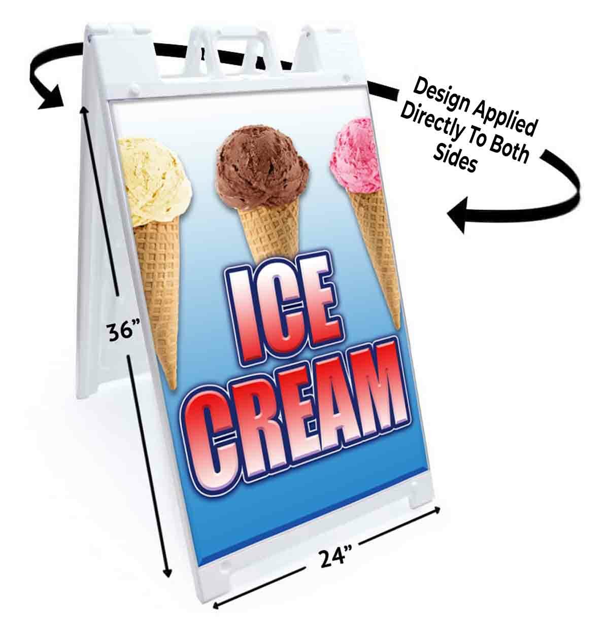 ICE CREAM Signicade 24x36 AFrame Plastic Sidewalk Sign CARNIVAL FAIR ...