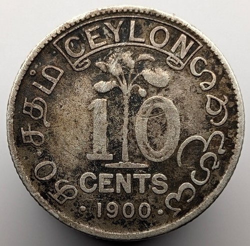 Ceylon 10 Cents 1900 Silver (.800) Coin - Palm Tree - Queen Victoria | eBay