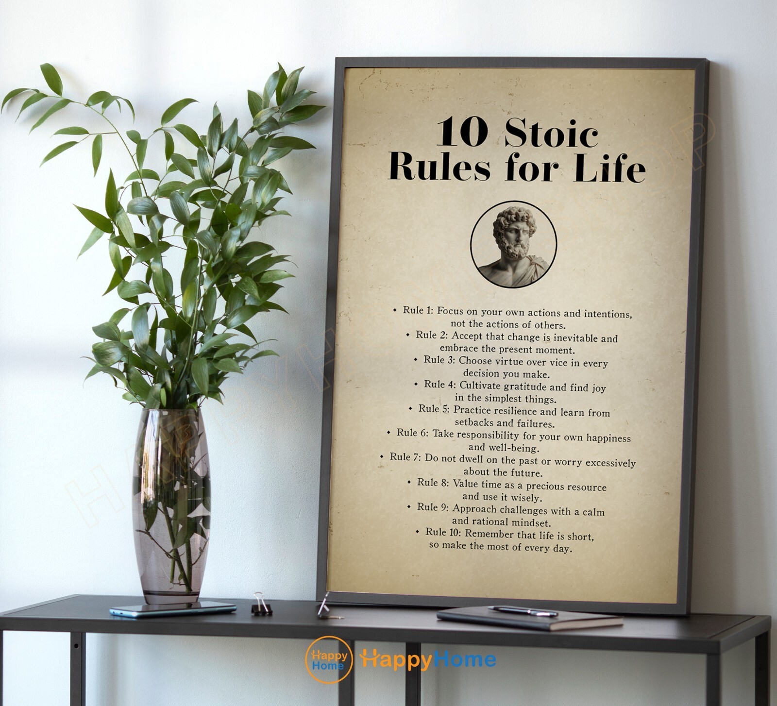Marcus Aurelius 10 Stoic Rules for Life Wall Art Stoicism Motivational ...