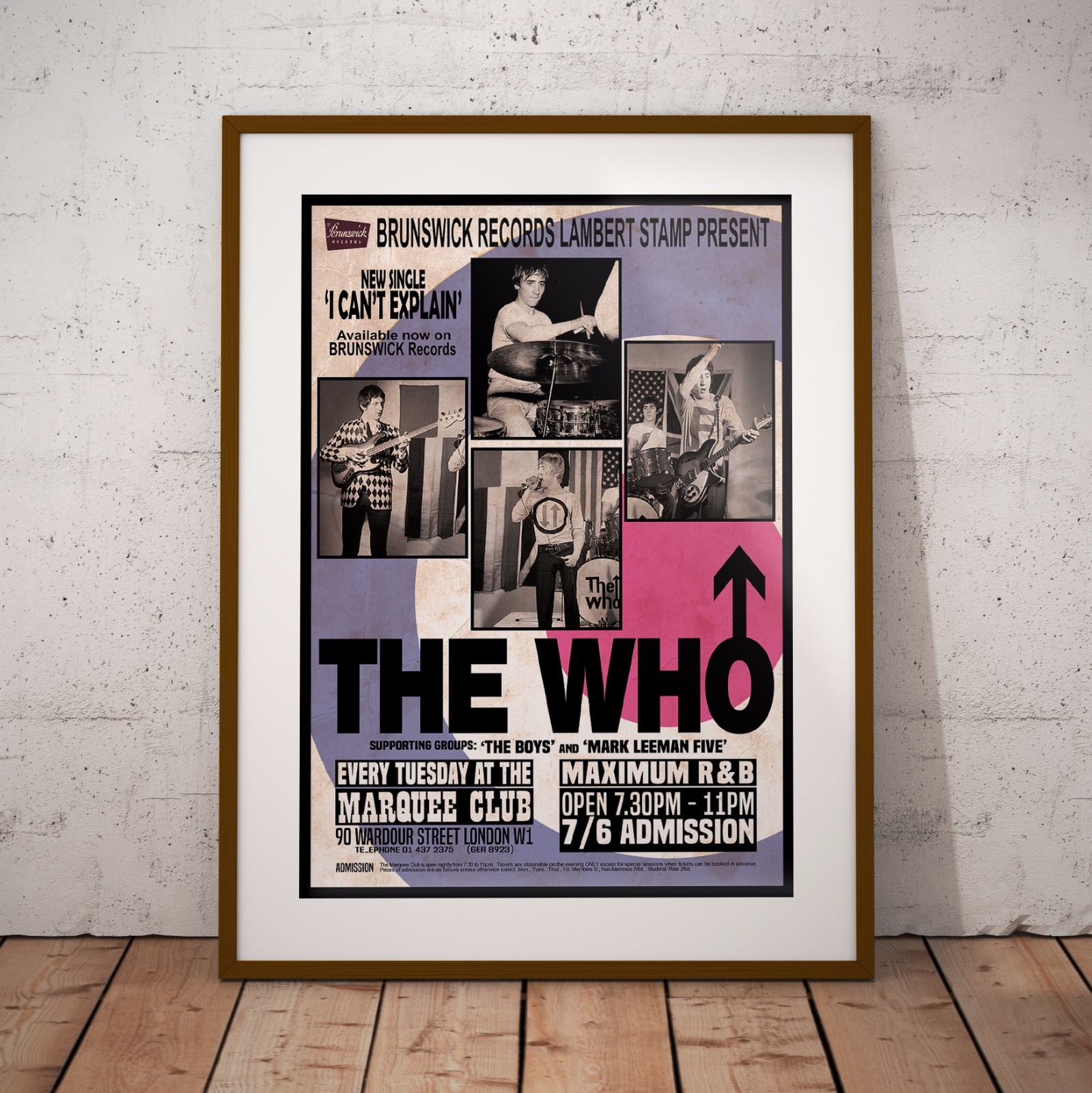 The Who 1965 Marquee Concert Poster Five Print or Three Framed Options ...