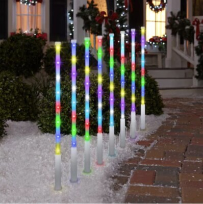 Gemmy Orchestra of Lights 8 LED Pathway Tube Lights Stakes Marker Color ...