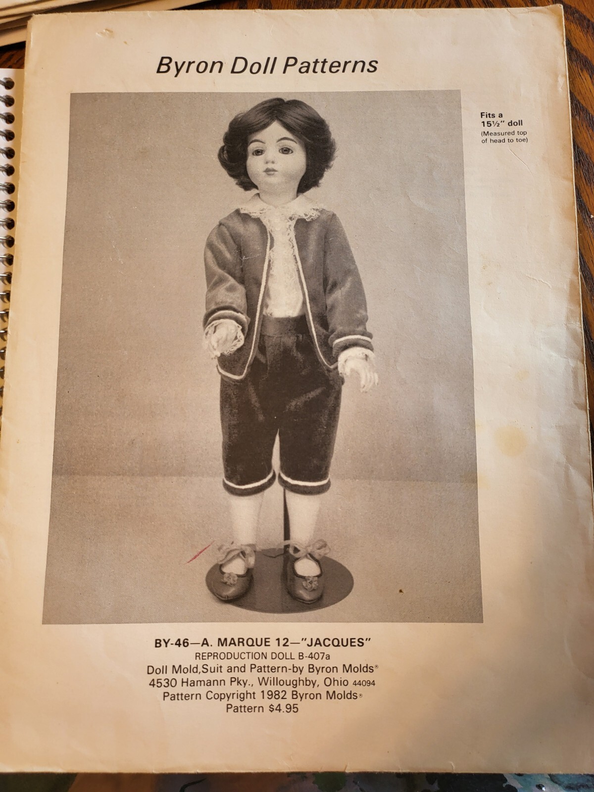 Byron Doll Patterns A Marque Jacques pattern for 15 1/2"" Doll | eBay