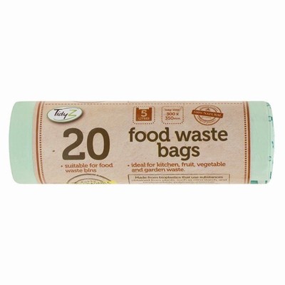 KITCHEN FOOD WASTE BAGS CADDY BIODEGRADABLE 20 COMPOSTABLE BAGS x 5L ...