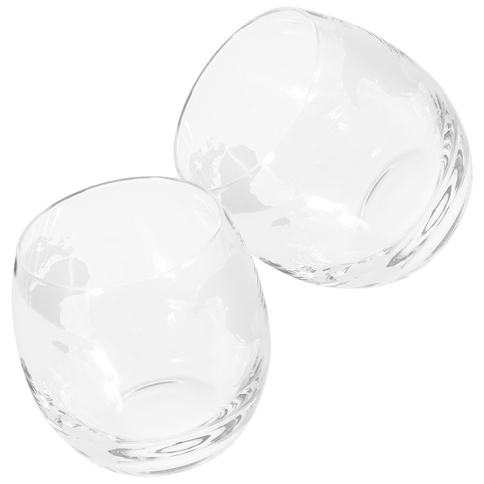 2 Pcs Glass Coffee Cups Transparent Map Printing Beverage Drinking ...