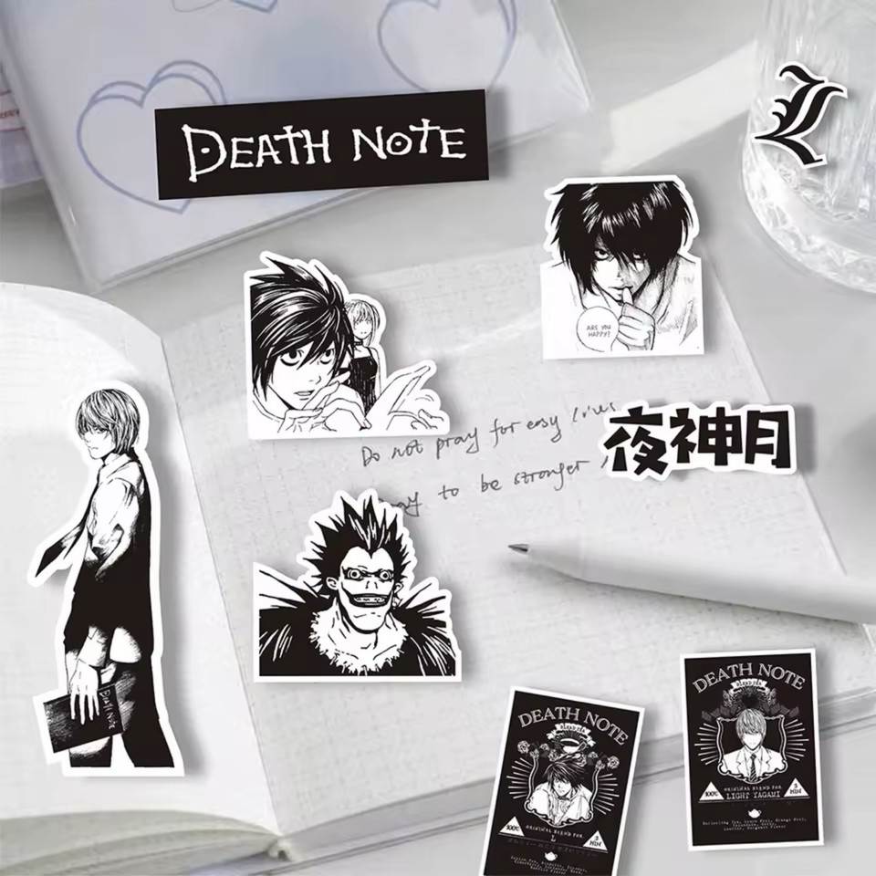 65PCS Death Note Anime Stickers Light Yagami L Misa Ryuk Black & White ...