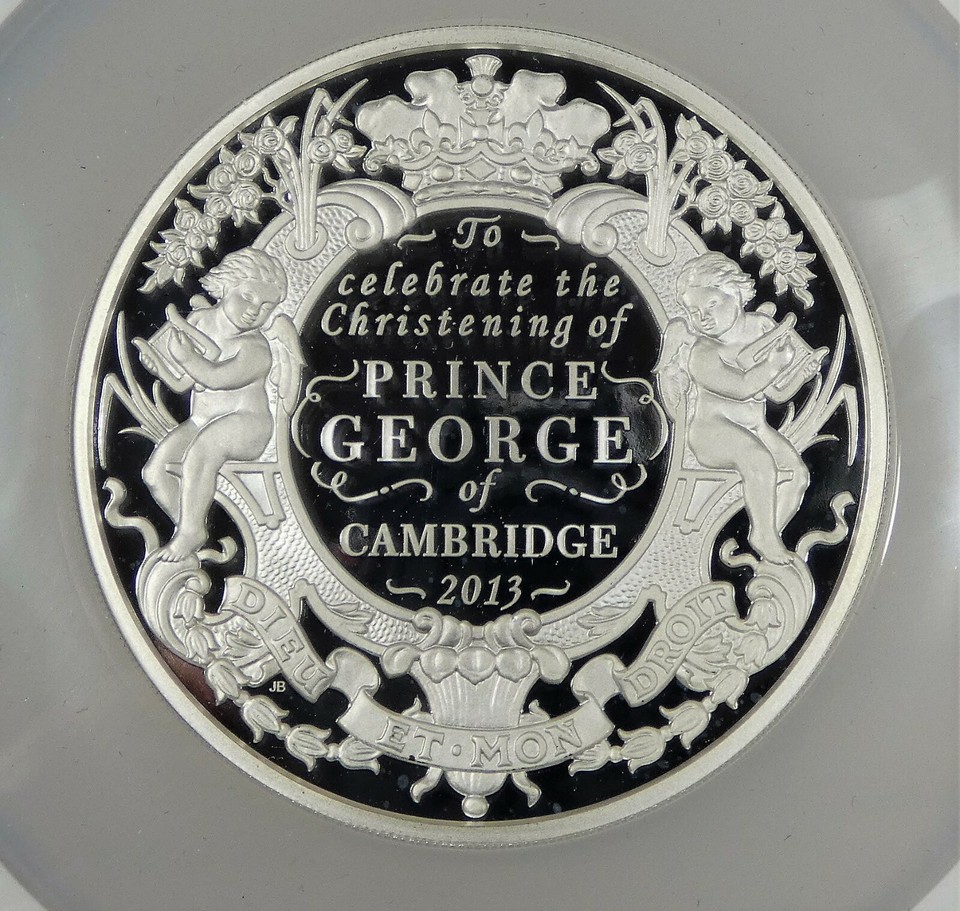 Prince George 2013 Christening £10 Silver Proof 69 Ultra Cameo NGC in ...