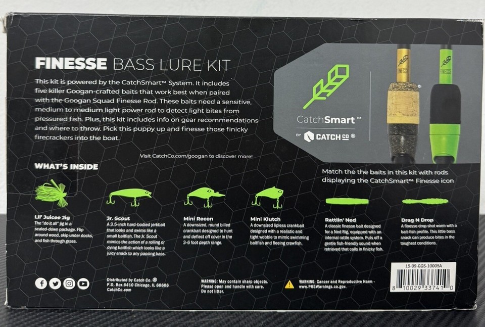 Catch Co Googan Squad FINESSE Bass Lure Kit Catchsmart System Bass ...