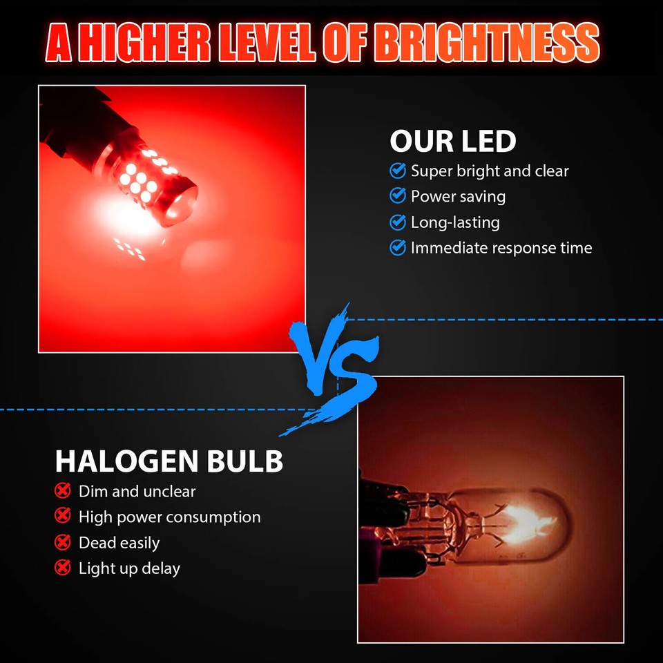 4x 3157 LED Red Strobe Flash Brake Stop Bulbs Tail Blinking Light ...