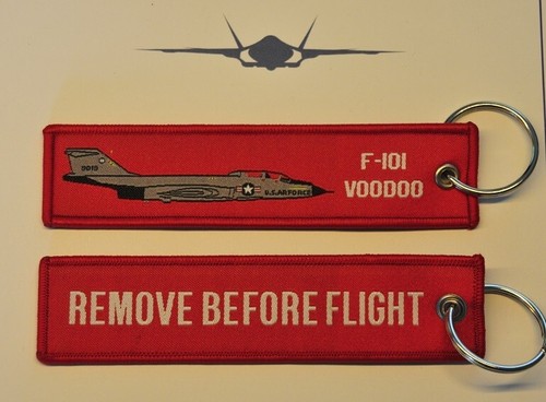 F-101 Voodoo fighter aircraft embroidered keychain keyring bagage tag ...
