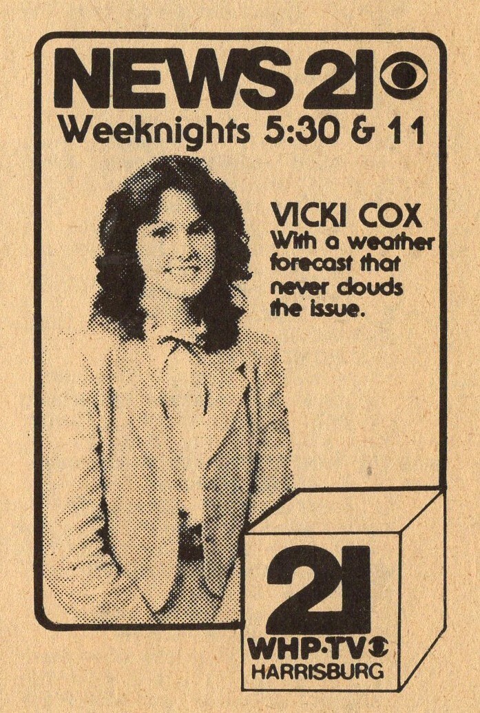 1982 WHP HARRISBURG,PENNSYLVANIA TV NEWS AD VICKI COX WEATHER REPORTER ...