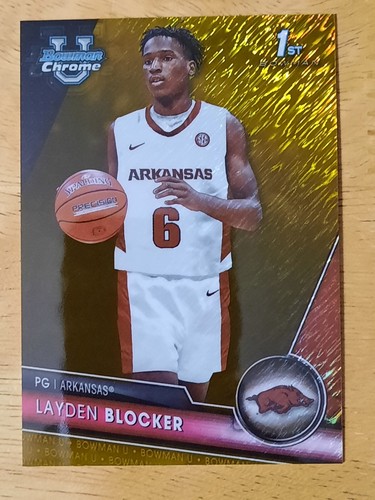Layden Blocker 2023-24 Bowman University Chrome Gold Shimmer Refractor ...