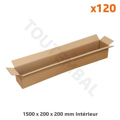Très long carton à grande ouverture en double cannelure 1500x200x200mm ...