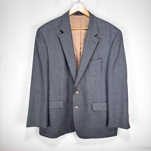 Lauren Ralph Lauren Blazer Sport Coat Men 46R Gray Check 100% Wool 2 ...