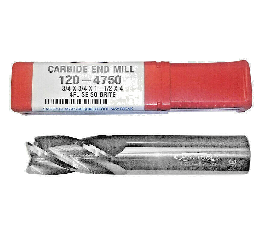3/4" (.750") 4 flute CARBIDE End Mill 120-4750 Made in USA - FREE ...