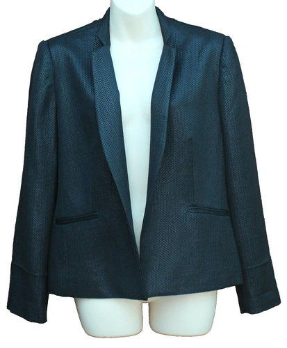 Liz Jordan Formal Or Work Business Black Metallic Open Jacket Long ...