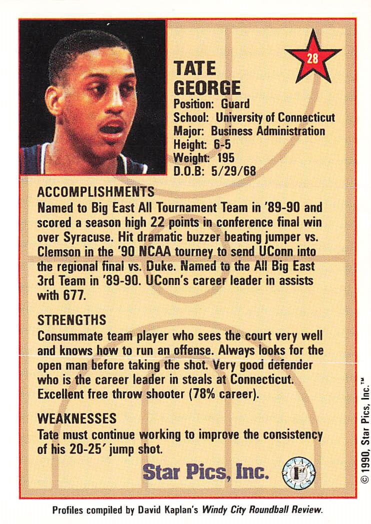 1990 Star Pics - #28 Tate George (RC) for sale online | eBay