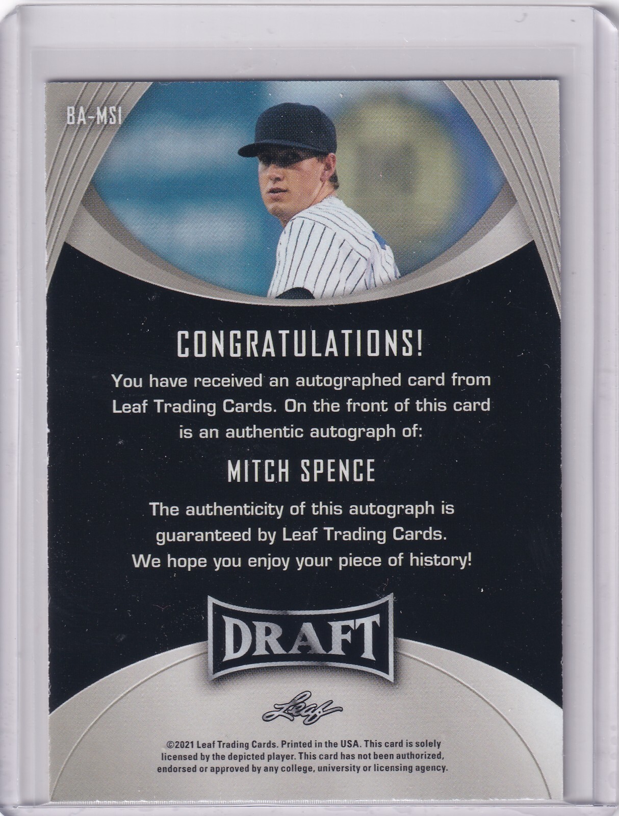 Mitch Spence 2021 Leaf Draft Gold Autograph BA-MS1 | eBay