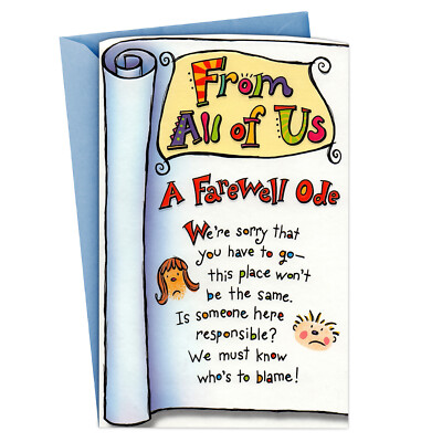 Funny GOODBYE Card FROM GROUP, "A Farewell Ode" by American Greetings ...