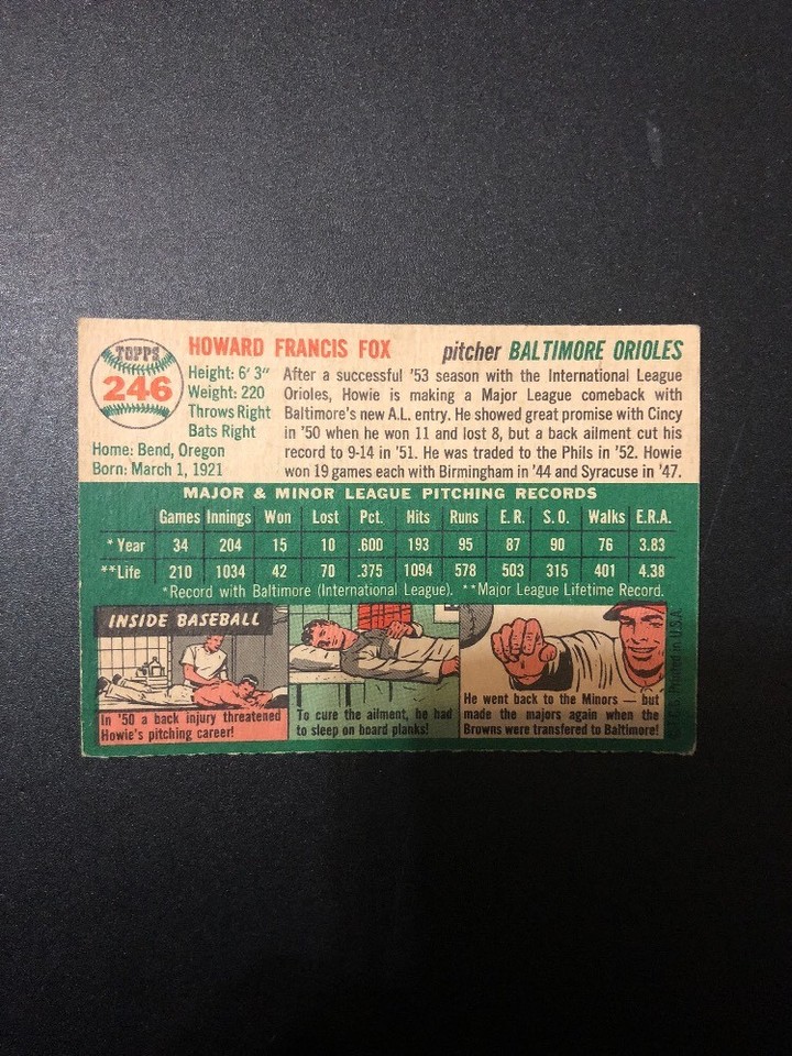 1994 Topps Archives Baseball Card #246 Howie Fox Baltimore Orioles | eBay