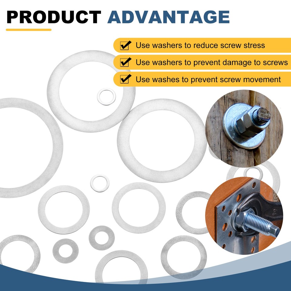 120Pcs 304 Stainless Steel Flat Washers, M8x14x0.2mm Ultra Thin Flat ...