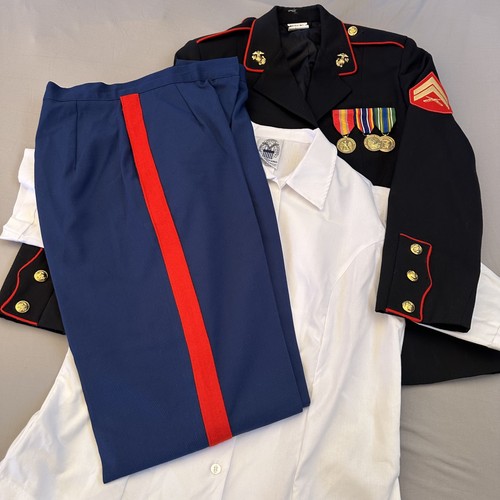 USMC Dress Blue Uniform Womens 10S 12 14L Jacket Pants Shirt Medals ...