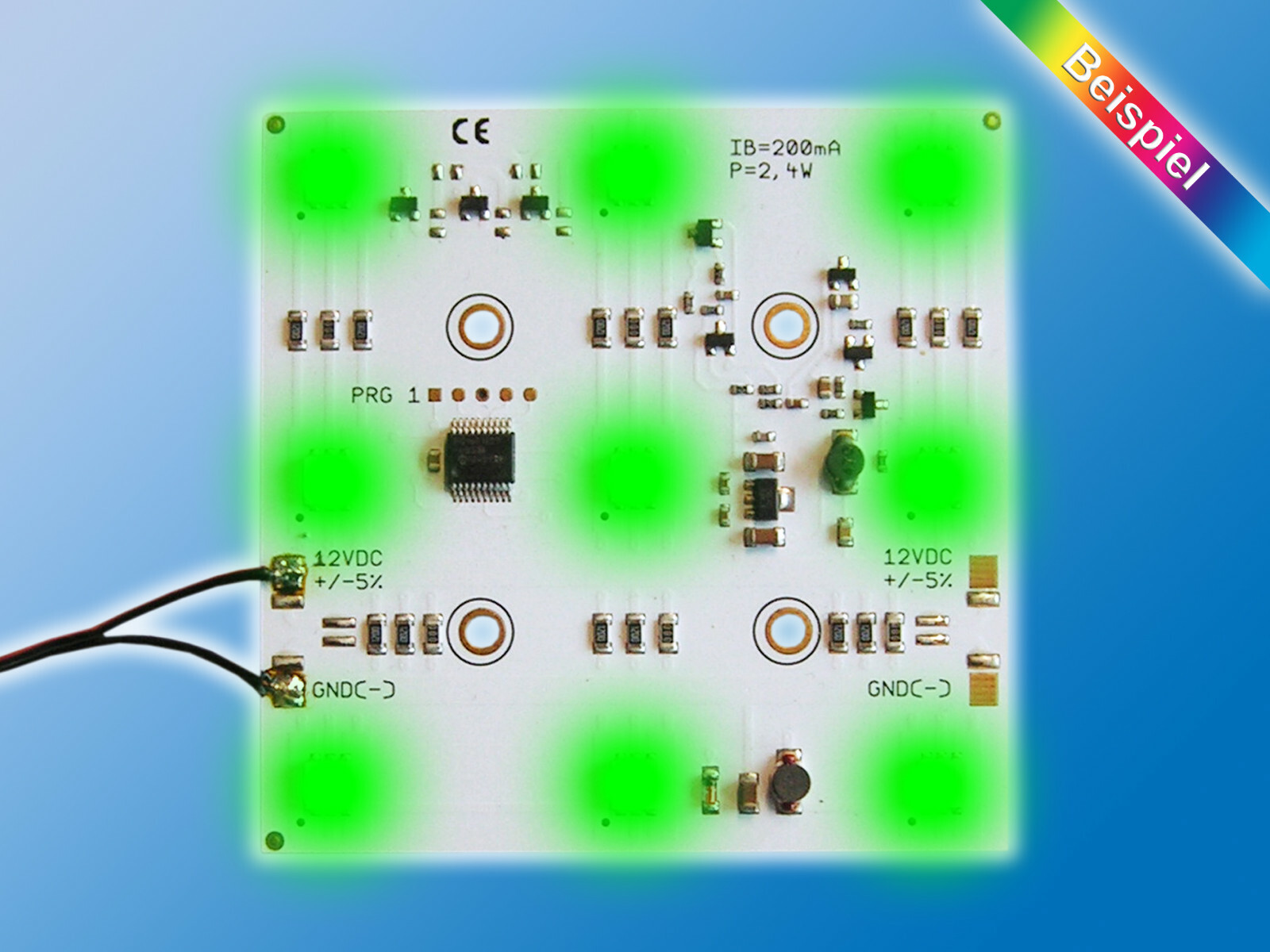 RGB Farbwechsel Platine 80x80mm Leuchtmittel 12VDC | 0,2A | 2,4W ca.2m ...