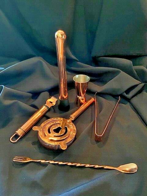 COPPER COCKTAIL BAR SET ACCESSORIES KIT ROSE GOLD 6PC HOME BARTENDER | eBay