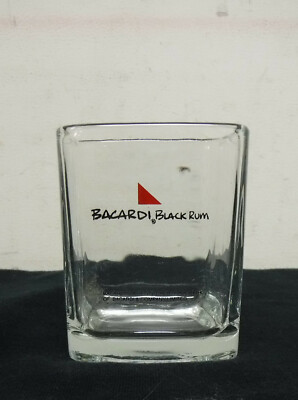Bacardi Black Rum Square Rock Glass Vintage | eBay