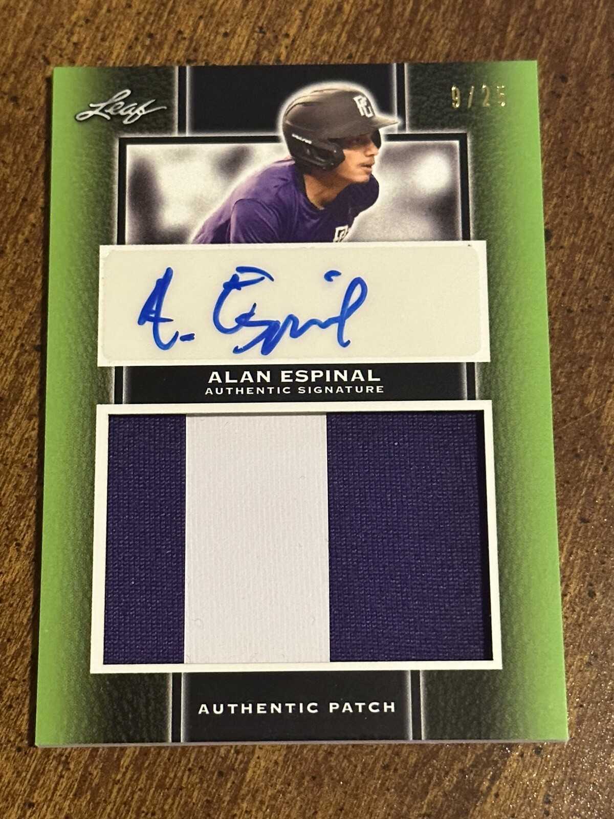 ALAN ESPINAL 2019 Leaf Perfect Game JERSEY PATCH AUTOGRAPH #9/25 VANDY ...