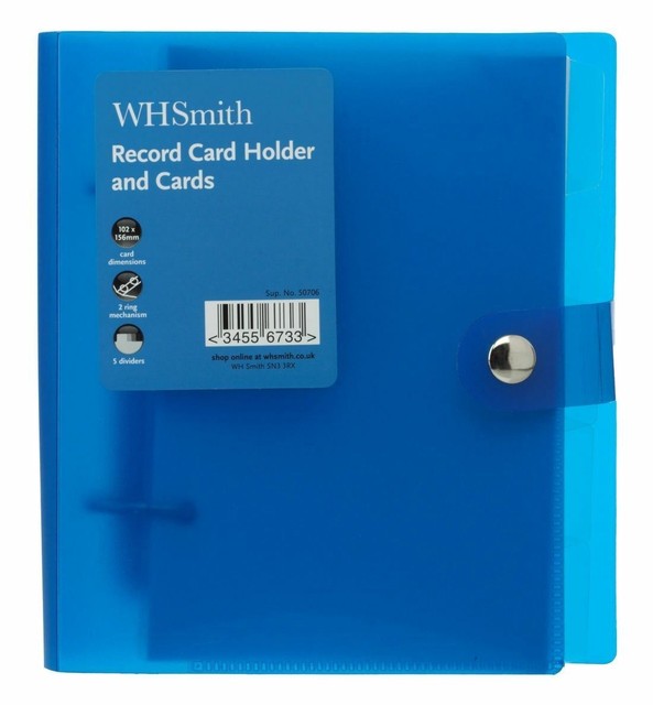 3 WHSmith Record Card Holder With 5 Dividers & 2 Ring Mechanism White ...