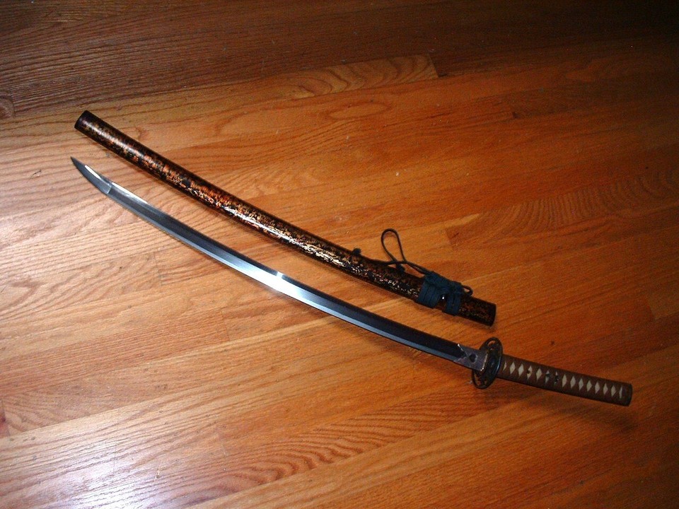 [GN1-07-2-04] Japanese Sword: Kunikane Katana in Shirasaya + Koshirae ...