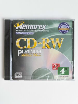 Memorex CD-RW Platinum 4x Rewritable Speed 650 Mb / 74 Minutes High ...