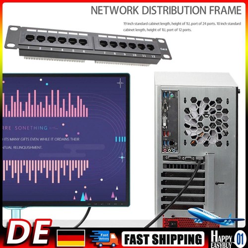 prettygood7 12 Port CAT6 Patch Panel RJ45 Networking Wall Mount Rack ...