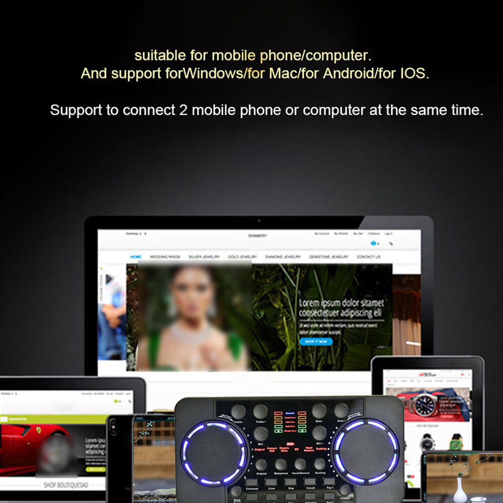 NEW Bluetooth Live Sound Card External Audio Mixer for Live Streaming DJ Singing | eBay UK