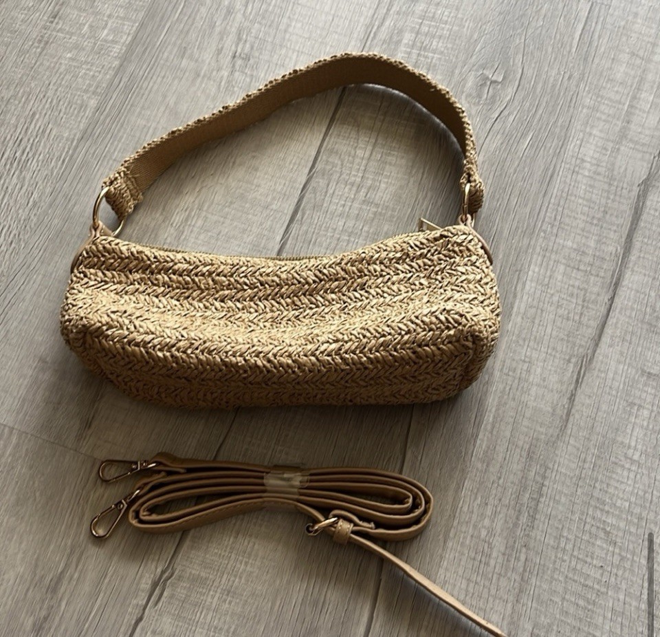 Primark Tan Raffia Shoulder Bag With Removable Crossbody Strap | eBay