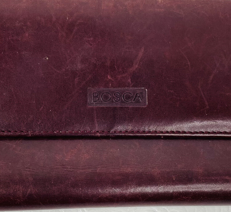 Bosca Romagna Calfskin Burgundy Leather Billfold Wallet Snap Close est ...