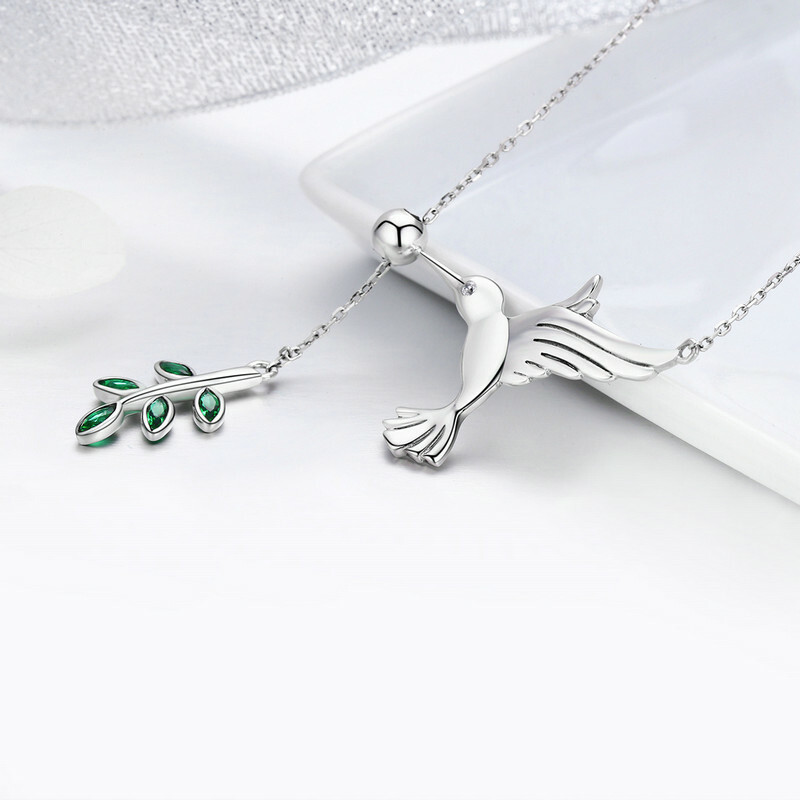 Women 925 Sterling Silver Hummingbird's Greetings Pendant Necklace ...