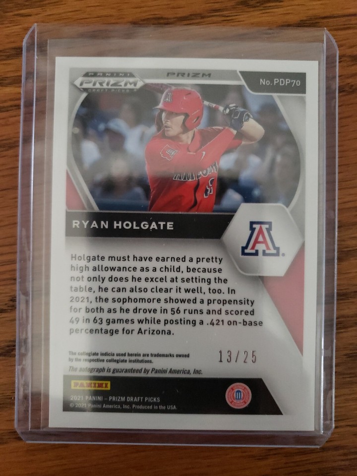 Ryan Holgate 2021 Prizm Draft Picks Tiger Stripes Prizm Auto #13/25 ...