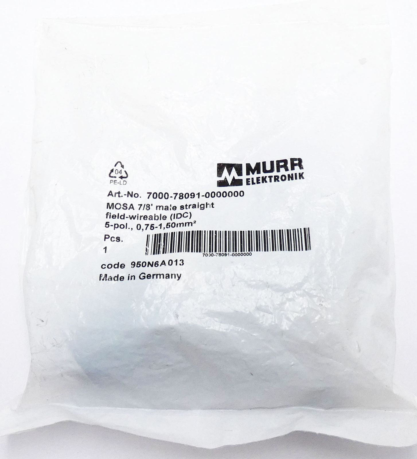 Murr Elektronik 7000-78091-0000000 7/8`male straight Stecker gerade ...