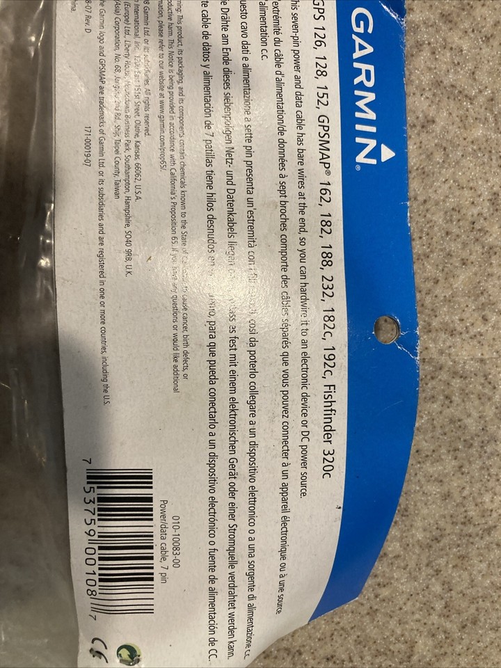 OEM Garmin Power/Data 7-pin Cable for GSD 20 21 22 GPSmap 320 188 192 ...