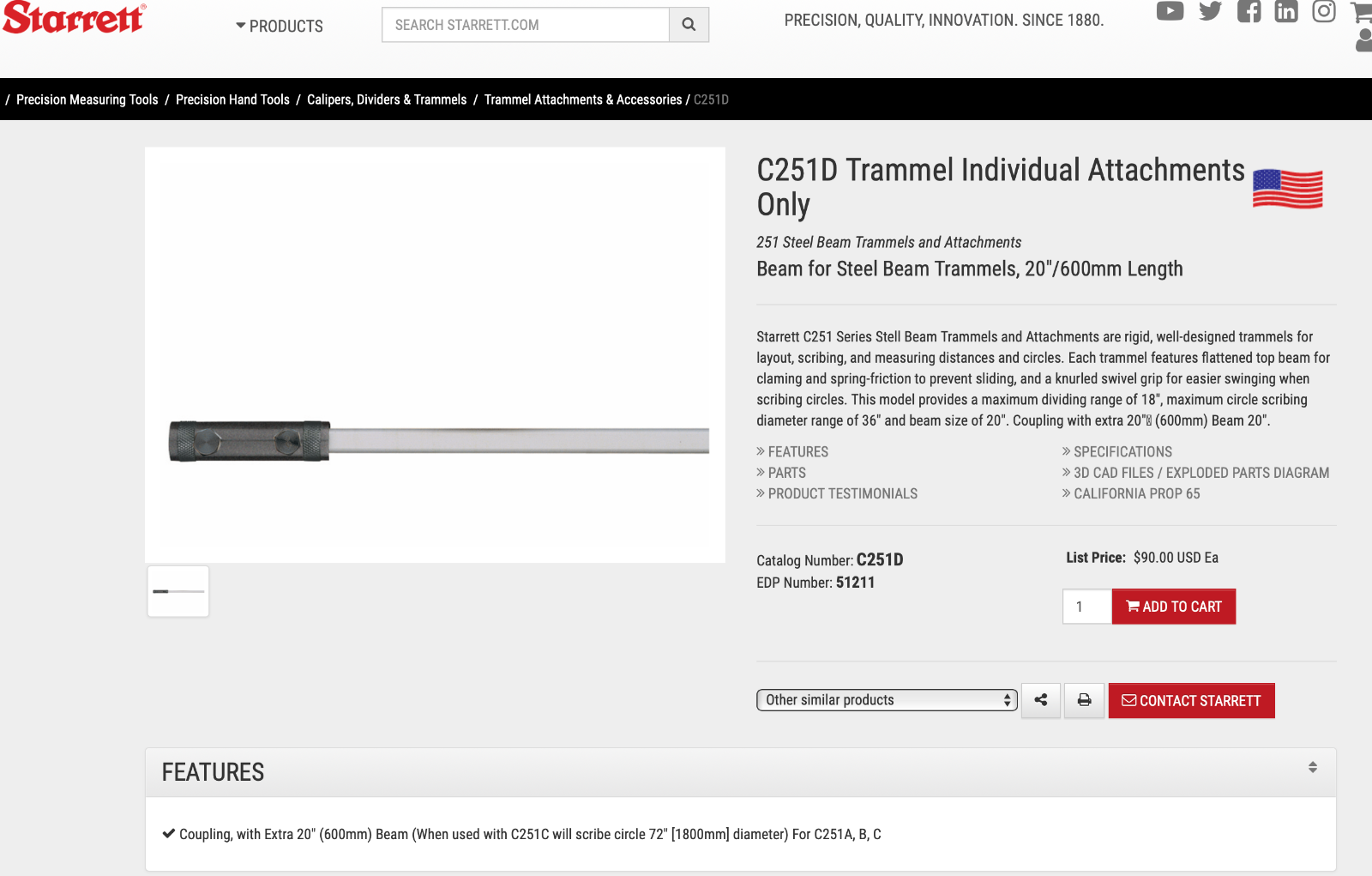 Starrett C251A Steel Beam Trammel With 10 1/2 Rod for sale online | eBay