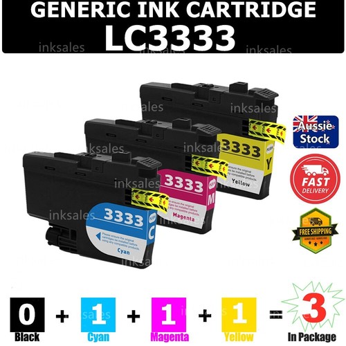 3X LC3333 LC 3333 Colour Generic Ink Cartridge For Brother DCPJ1100dw ...