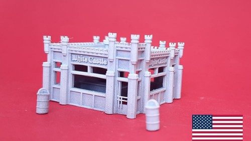 N Scale 1/160 Vintage White Castle, 2 garbage cans, unpainted resin ...