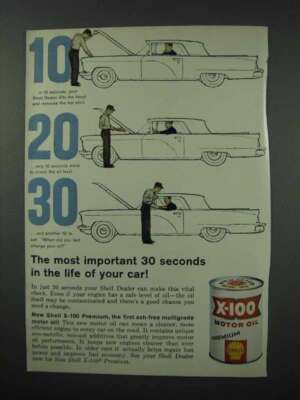 1960 Shell X-100 Motor Oil Ad - Important Seconds | eBay