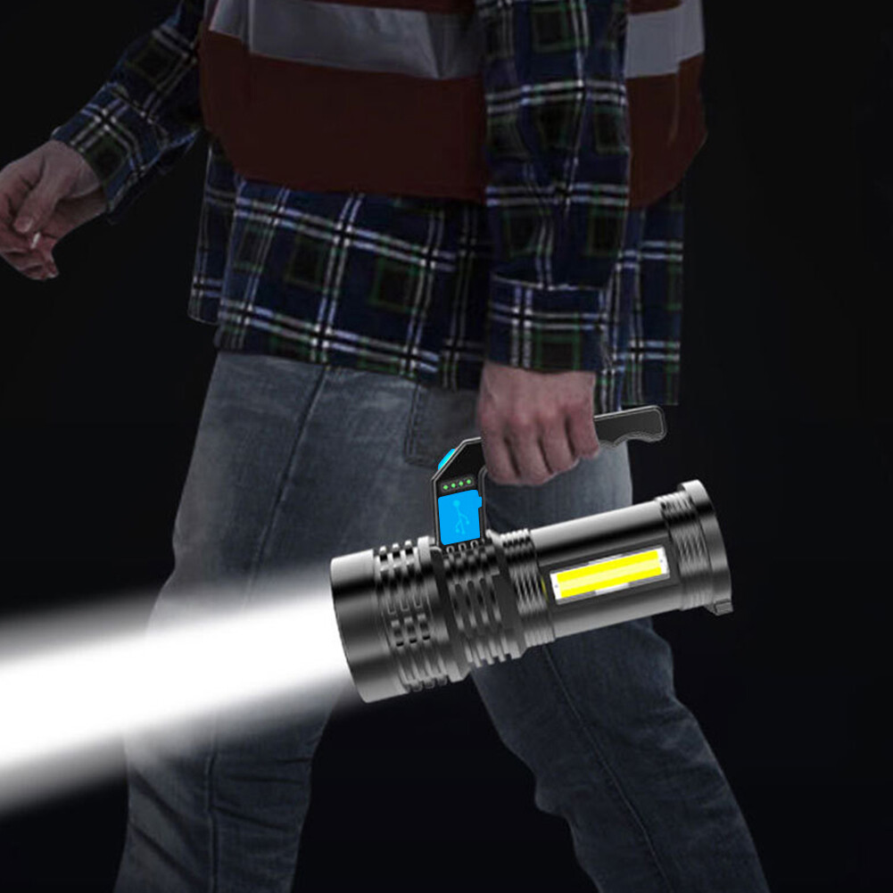 # LED COB Bright Flashlight 4 Mode 300lm Waterproof Torch Searchlight ...