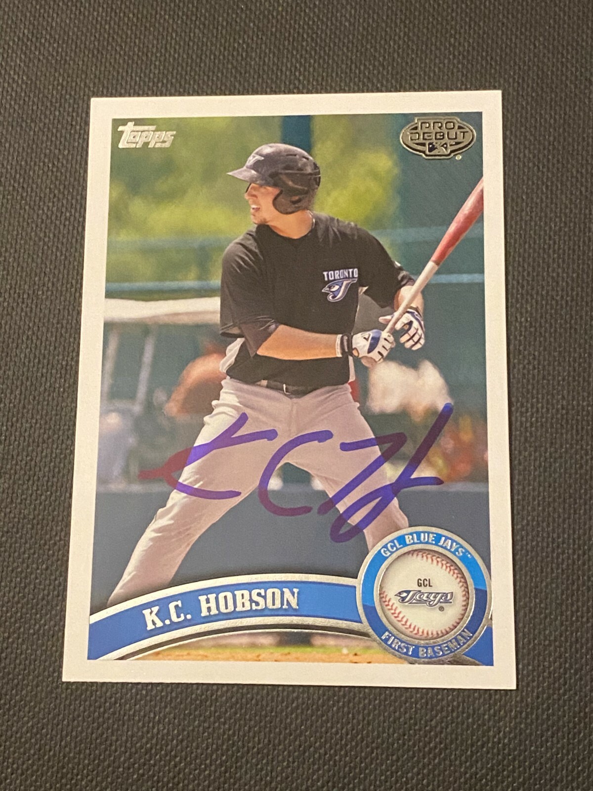 KC Hobson Signed 2011 Topps Pro Debut Card Auto Blue Jays Autograph ...