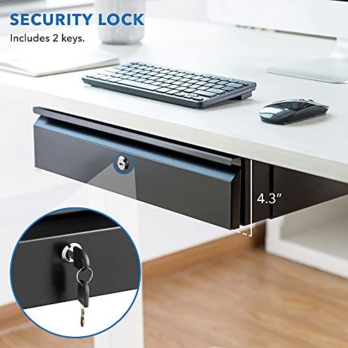 Mount-It! Under Desk Pull-Out Drawer with Lock and 2 Keys Included ...