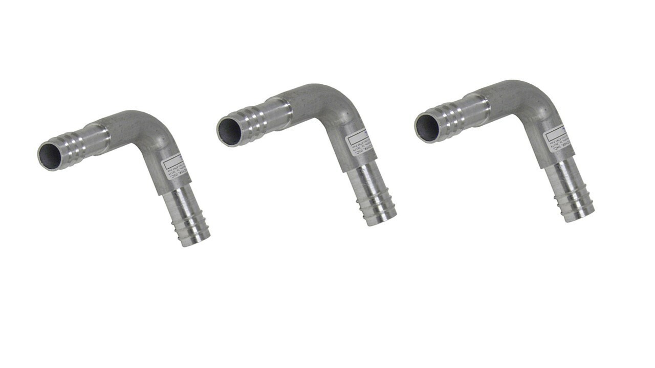 3 PCS A/C FITTING,BARBED SPLICE, 90 DEGREE,#12 TO #12 HOSE SPLICE ...