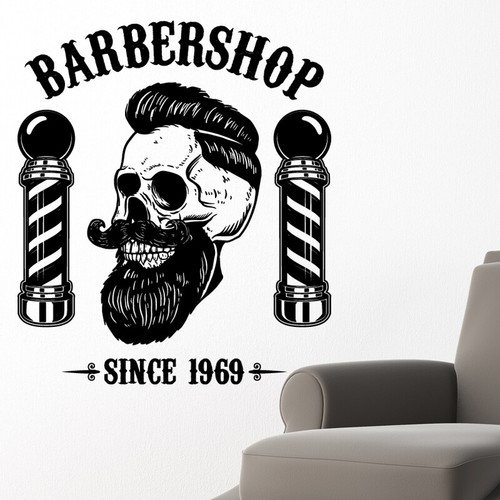 Barber Shop wall sticker hipster beard graphics quote decal art bb21 | eBay